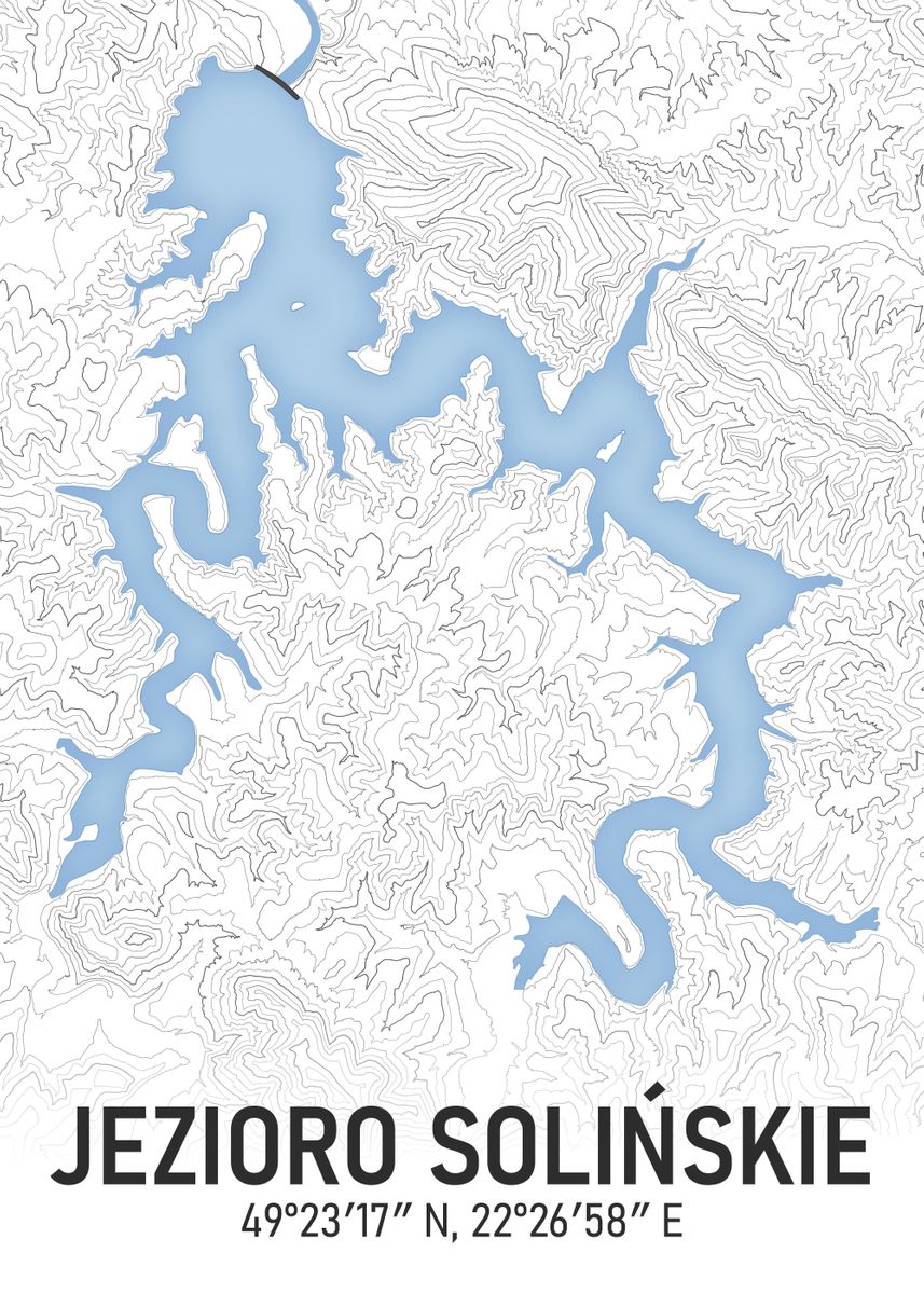 'Lake Solina Contour Lines' Poster by TomGeo | Displate