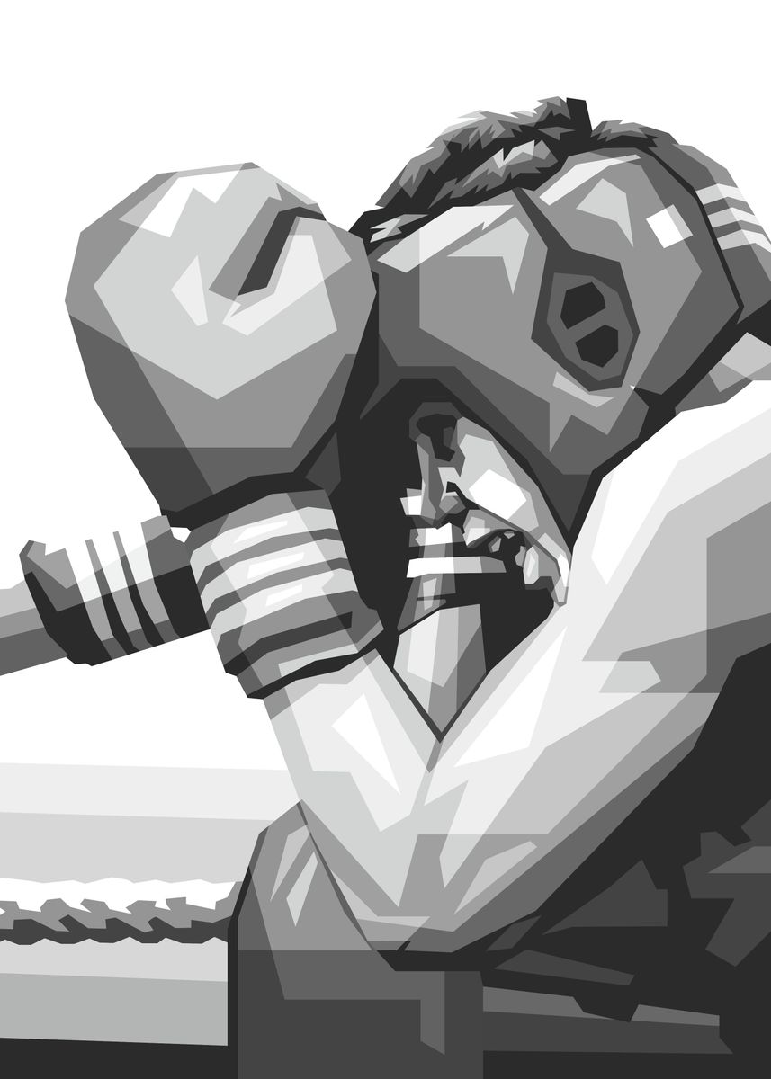 'Grayscale Stand Boxing Art' Poster by Rizky Dwi | Displate