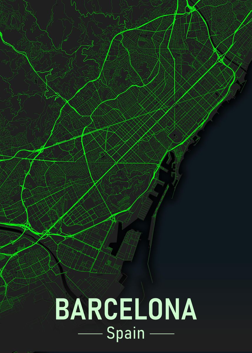 'Barcelona Green' Poster, picture, metal print, paint by TomGeo | Displate