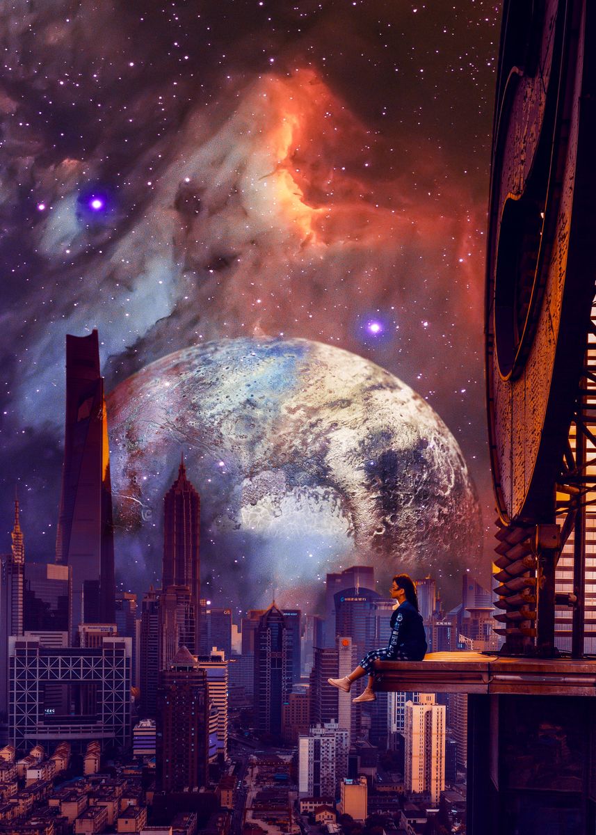 'City Space Outer Galaxy' Poster by Jeff Creative Art | Displate