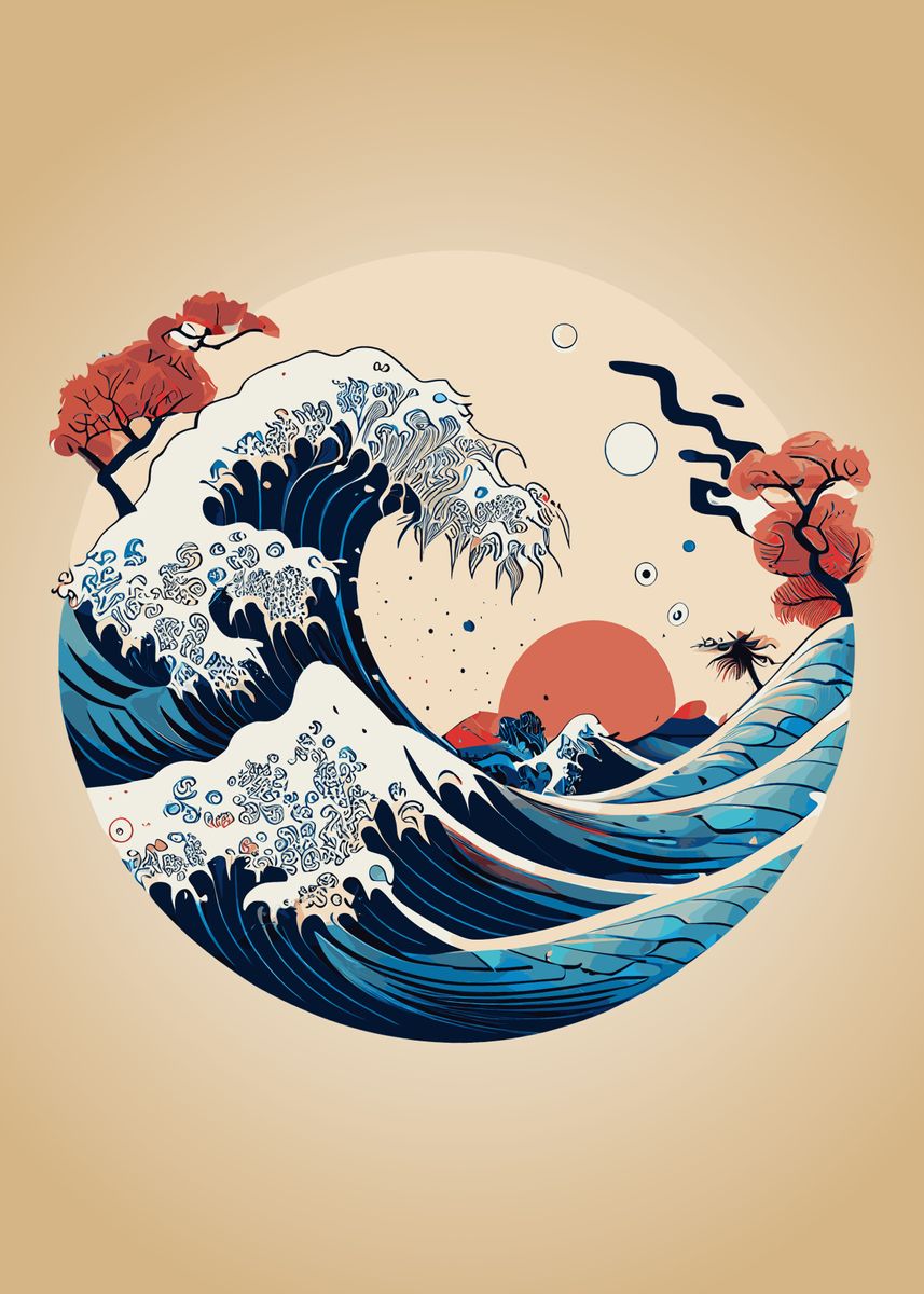 'Contemporary Great Wave' Poster, picture, metal print, paint by ...