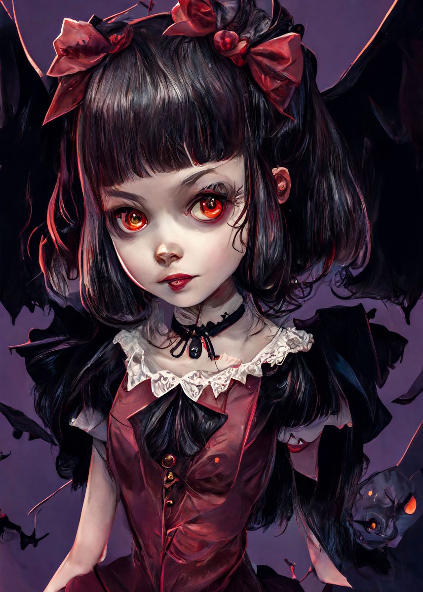 'Manga Cute Monster v8' Poster, picture, metal print, paint by Displate ...