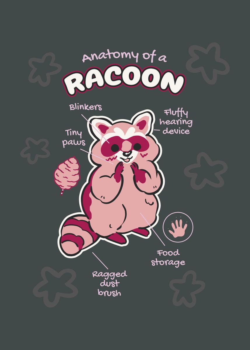 'Anatomy of a Racoon' Poster, picture, metal print, paint by Phil ...