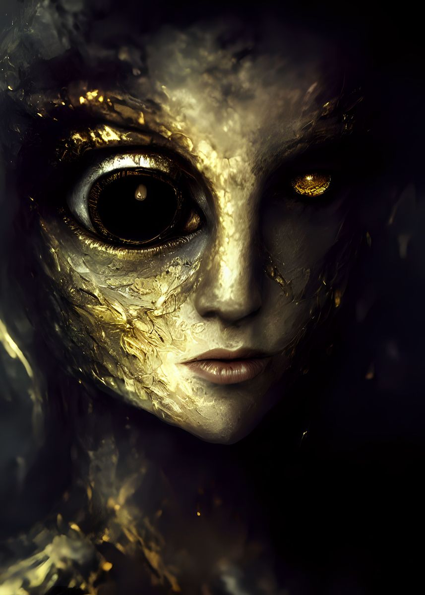 'Demon Girls Face' Poster, picture, metal print, paint by Lukasz ...