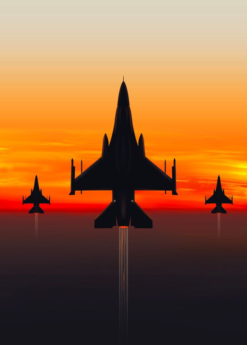 'sunset air force' Poster, picture, metal print, paint by sinnois ...