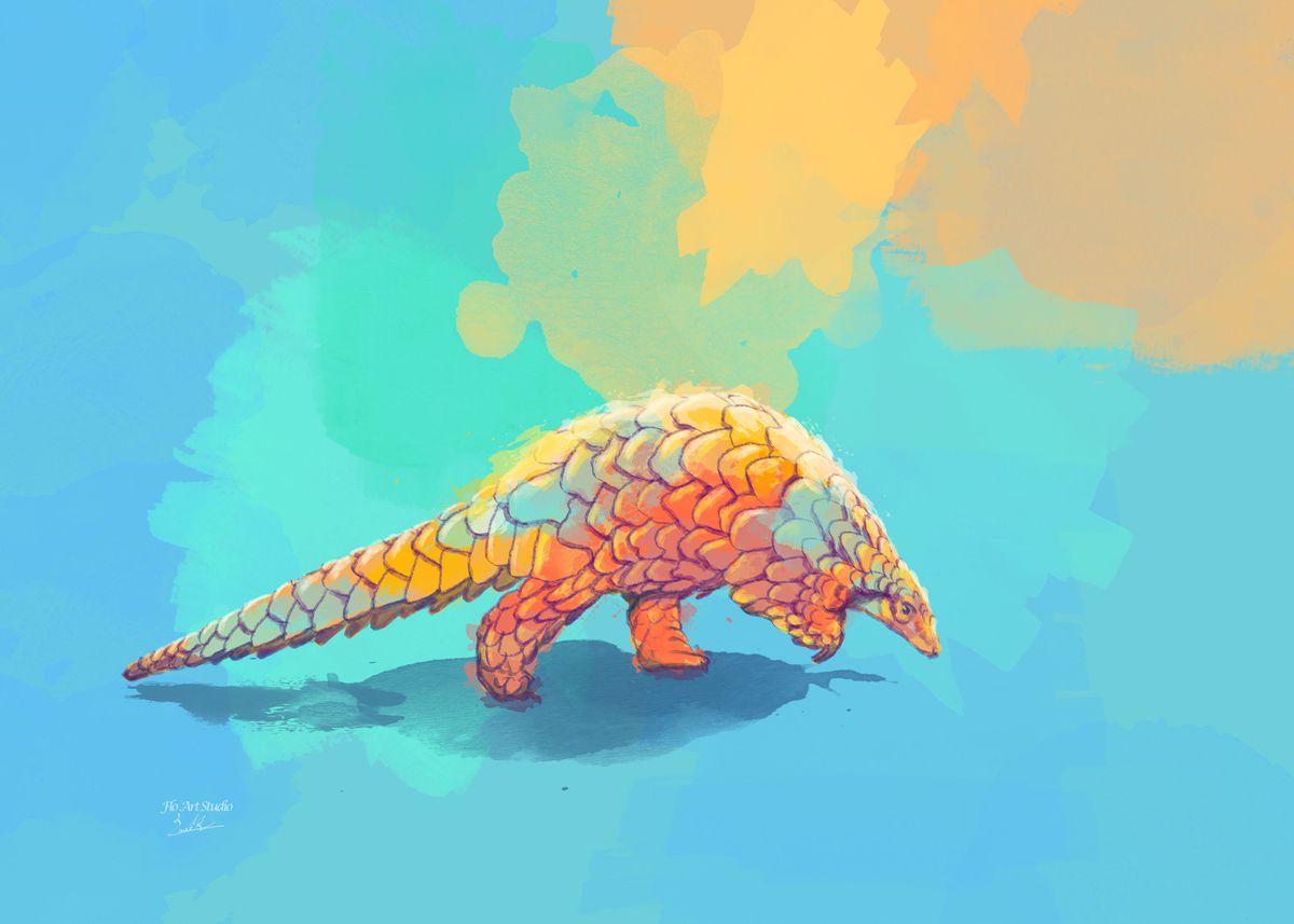 'Cute Colorful Pangolin' Poster by Flo Art Studio | Displate