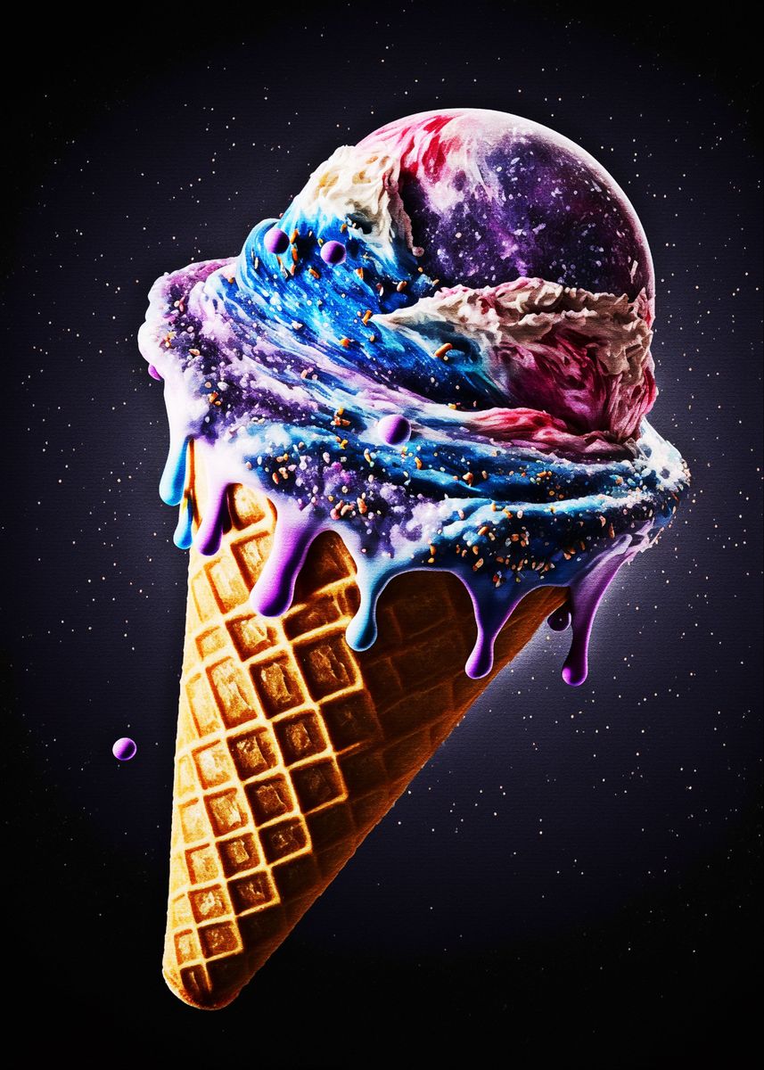 'Ice cream cosmic galaxy' Poster, picture, metal print, paint by Muh ...