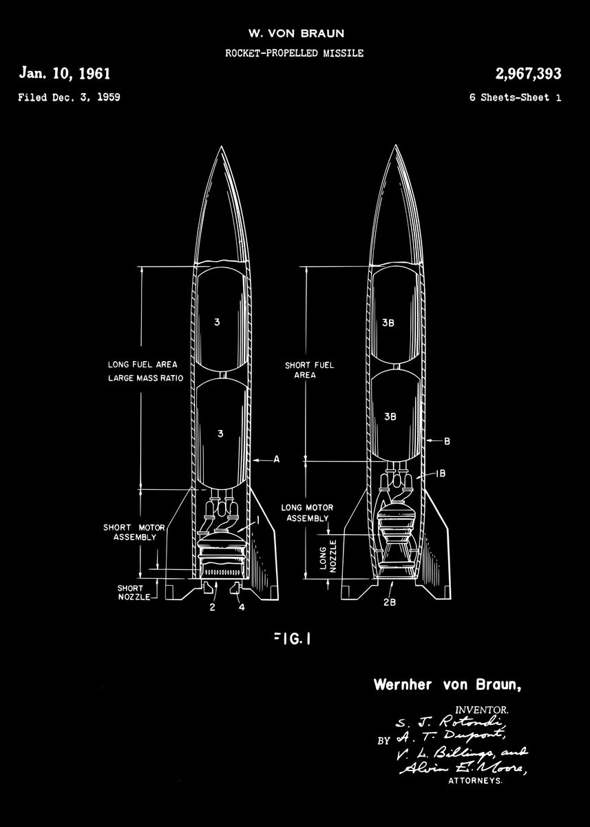 'Rocket patent 1961' Poster, picture, metal print, paint by RelDesign ...