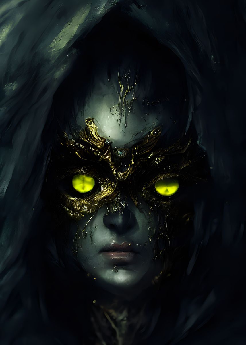 'Demon girls face' Poster, picture, metal print, paint by Lukasz ...