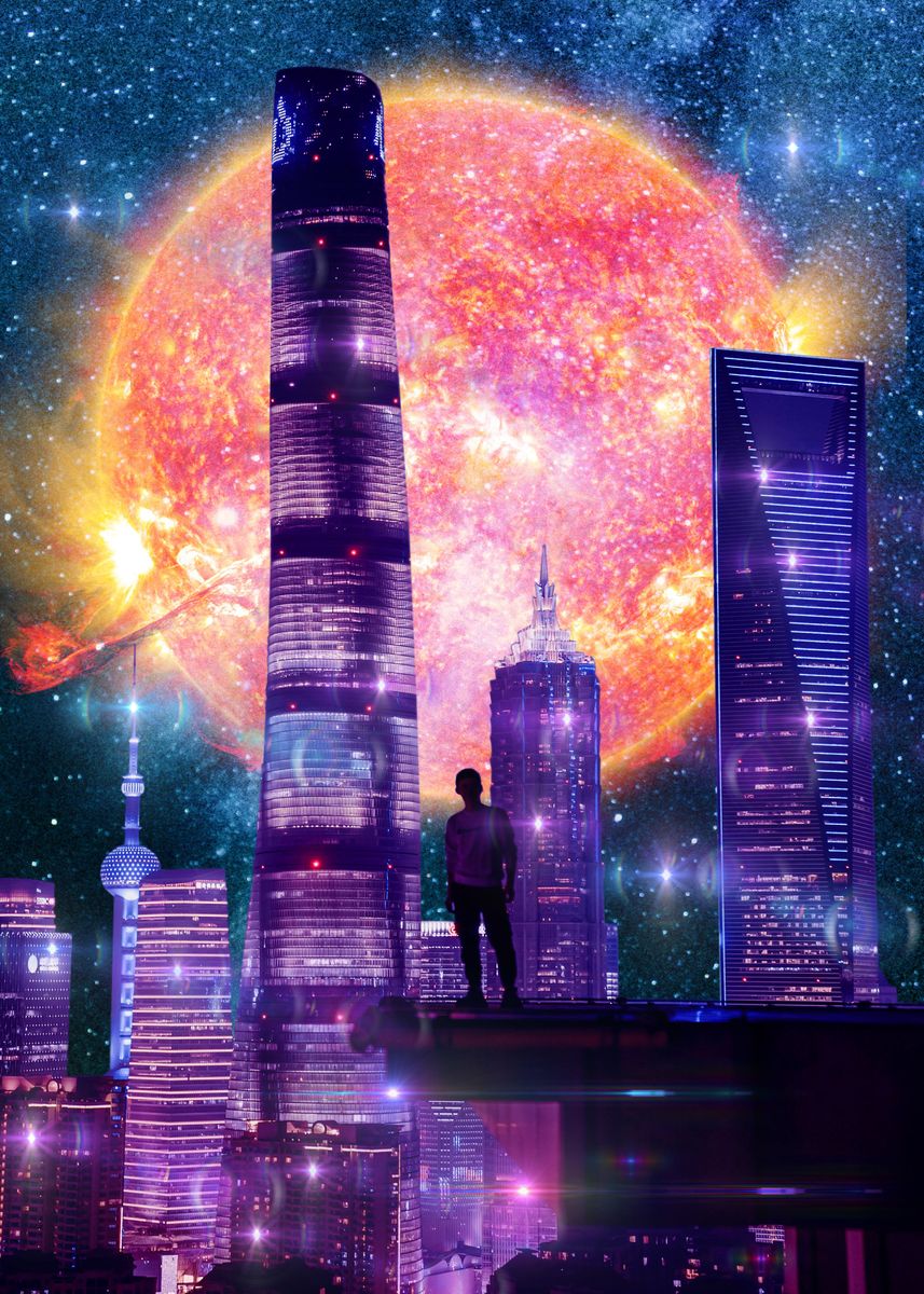 'City Space Outer Galaxy' Poster by Jeff Creative Art | Displate