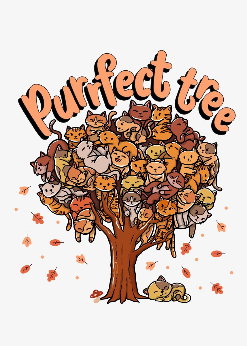 'Purrfect Tree Kittens' Poster, picture, metal print, paint by ...