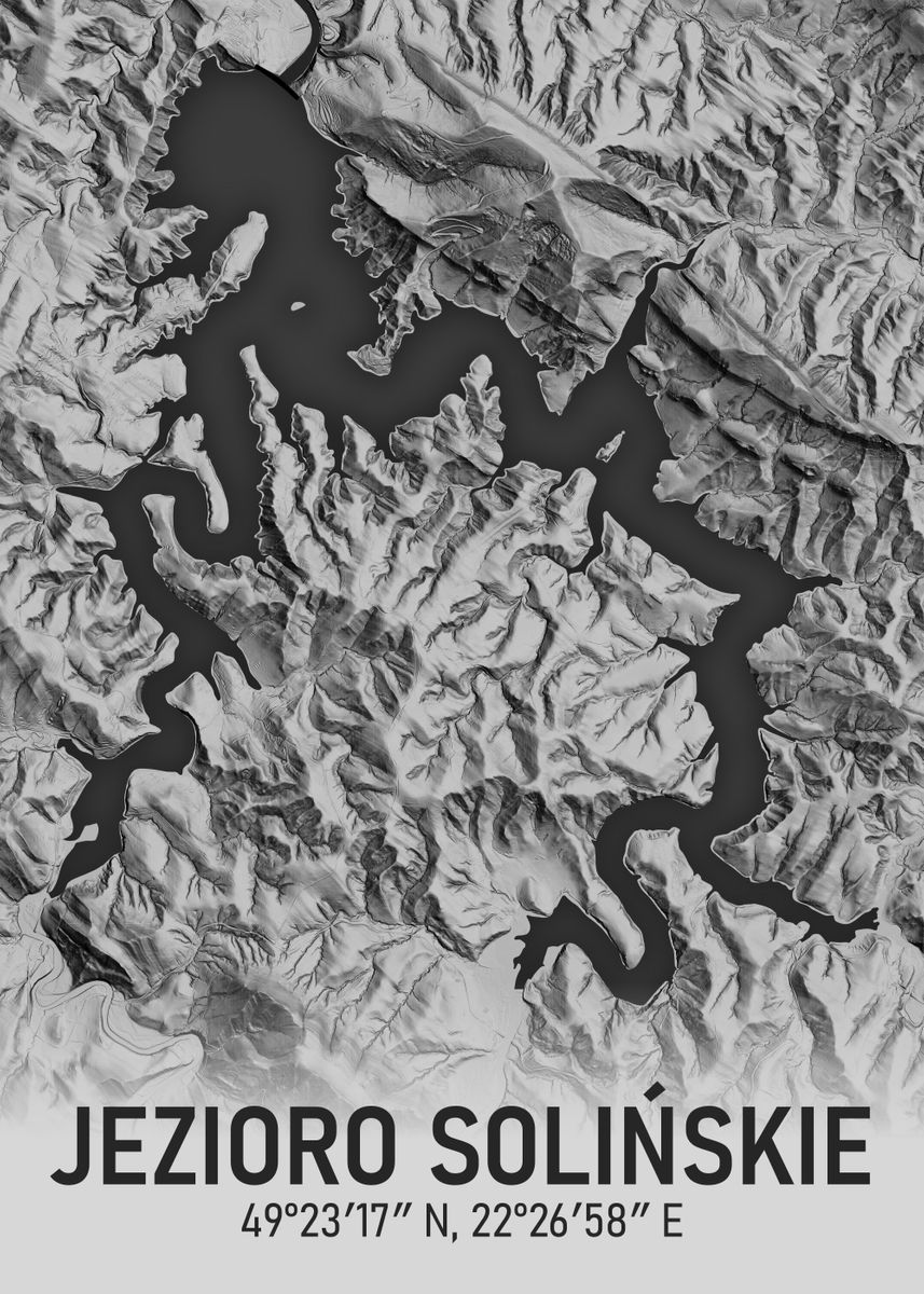 'Lake Solina Hillshade' Poster, picture, metal print, paint by TomGeo ...