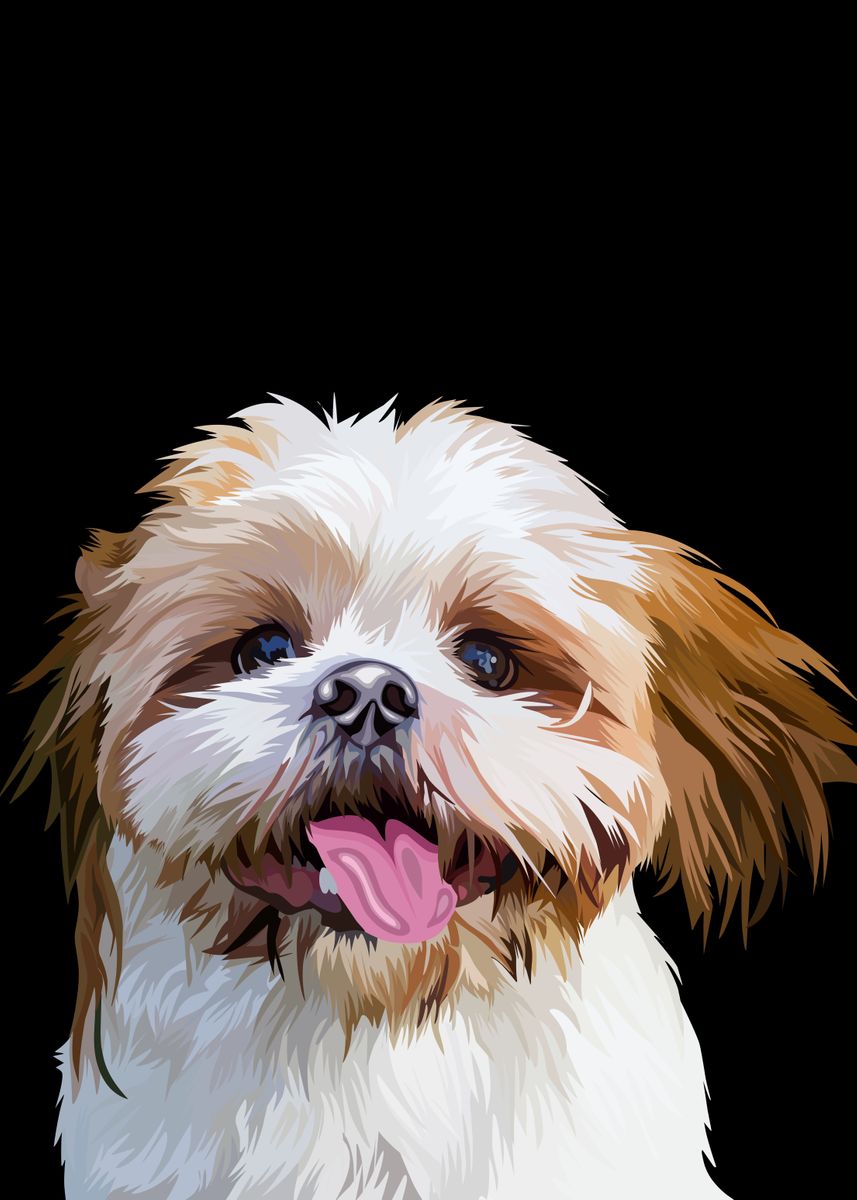 'Shih tzu tongue out vector' Poster, picture, metal print, paint by ...
