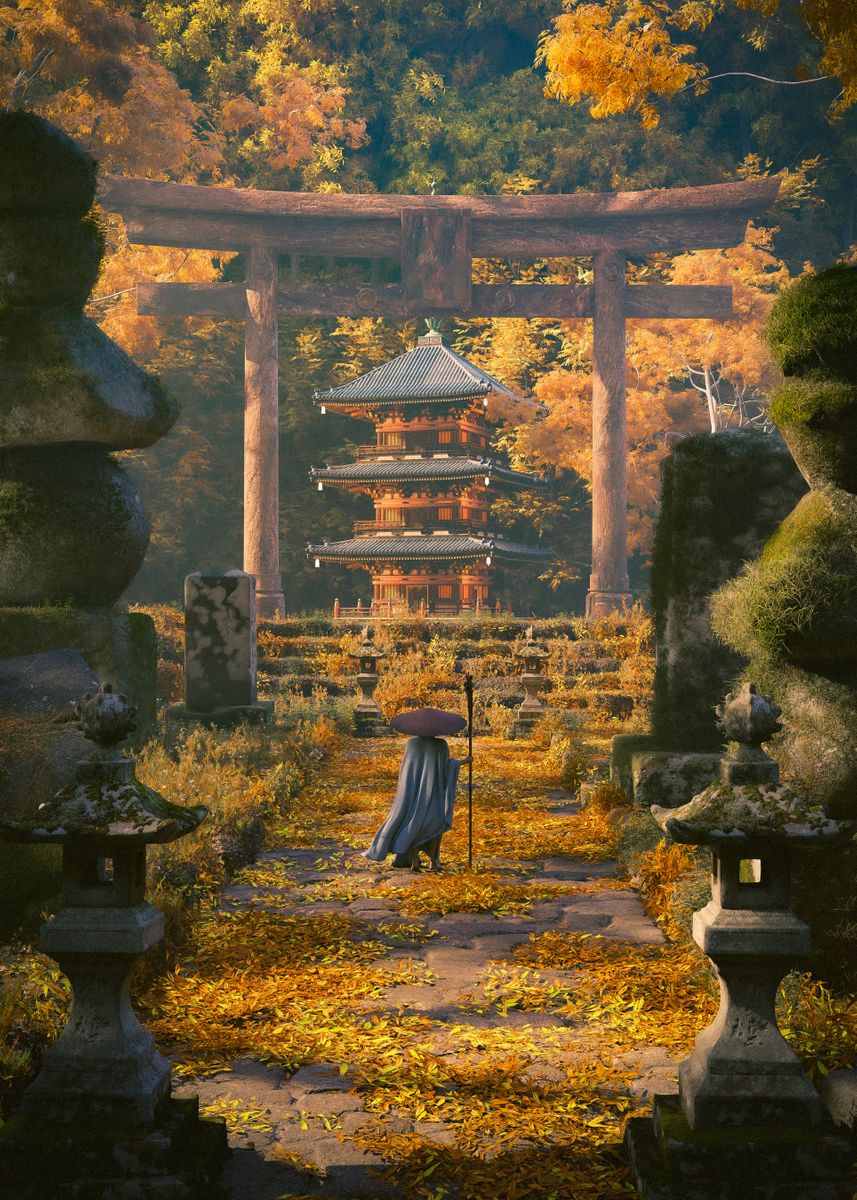 'Golden Shrine' Poster, picture, metal print, paint by Icosphere | Displate