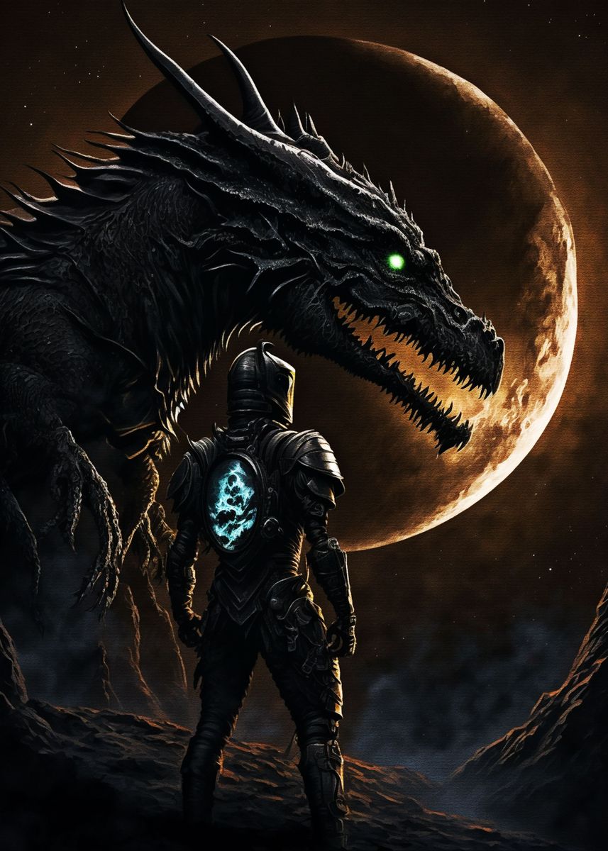 'Moon Dragon Hunter' Poster, picture, metal print, paint by Coffee ...