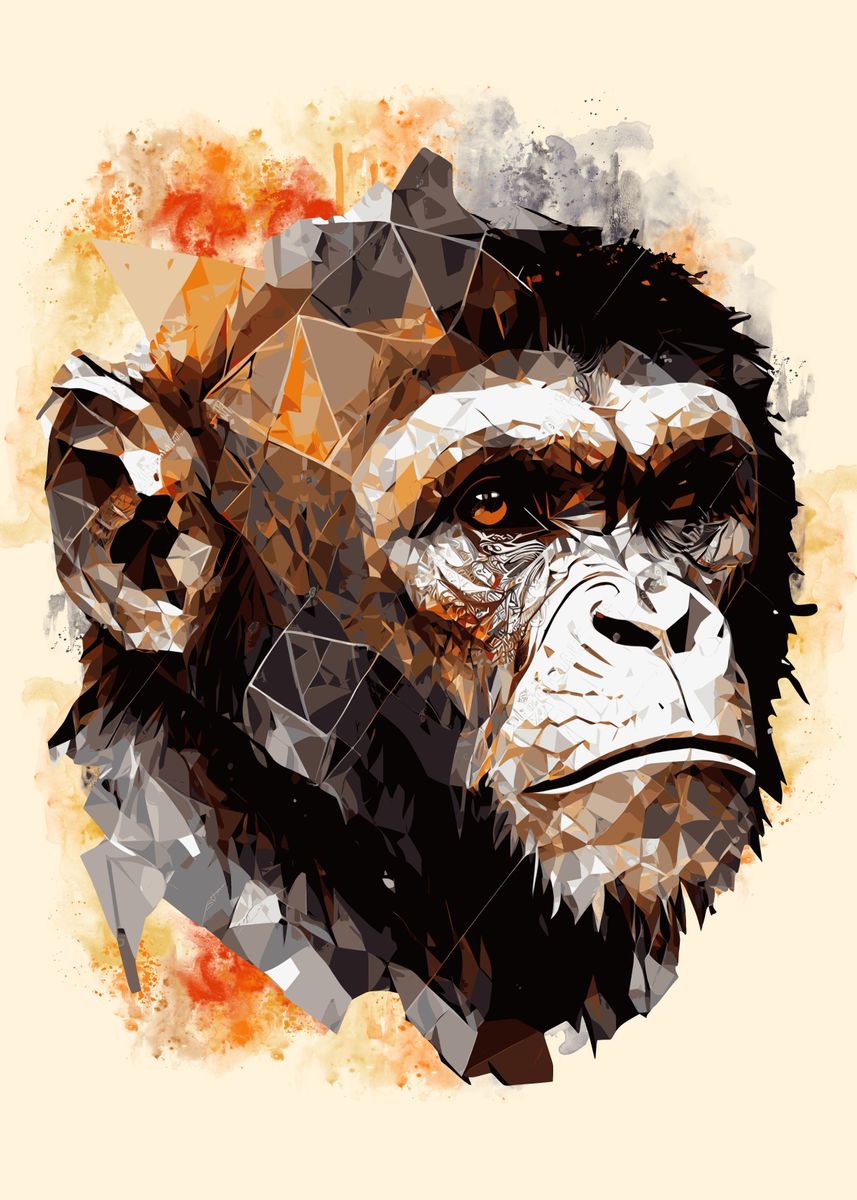 'Abstract Monkey Portrait' Poster, picture, metal print, paint by ...