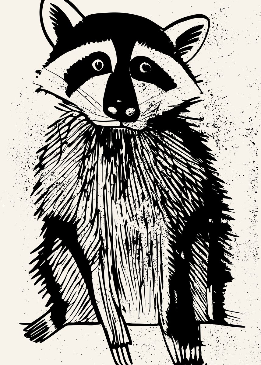 'Trashy Raccoon Portrait' Poster by BluePinkPanther | Displate