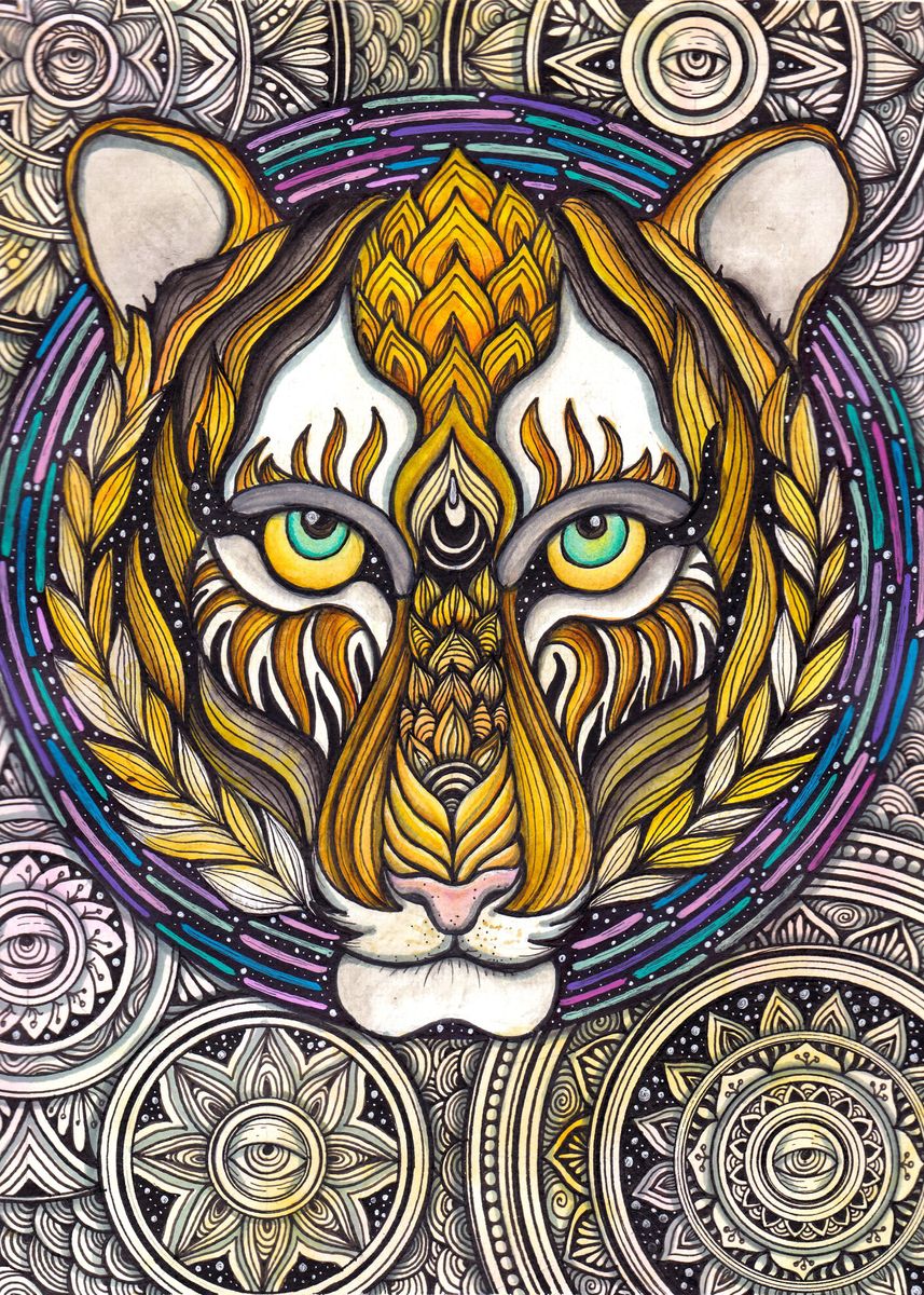 'Tiger Mandala Art' Poster, picture, metal print, paint by may escol ...