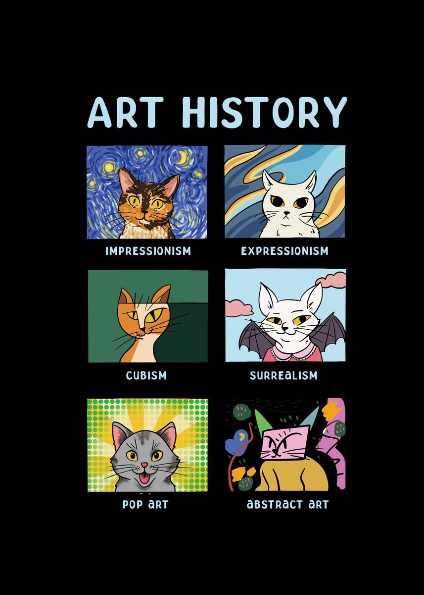 'Art History Cats Fine Arts' Poster, picture, metal print, paint by ...