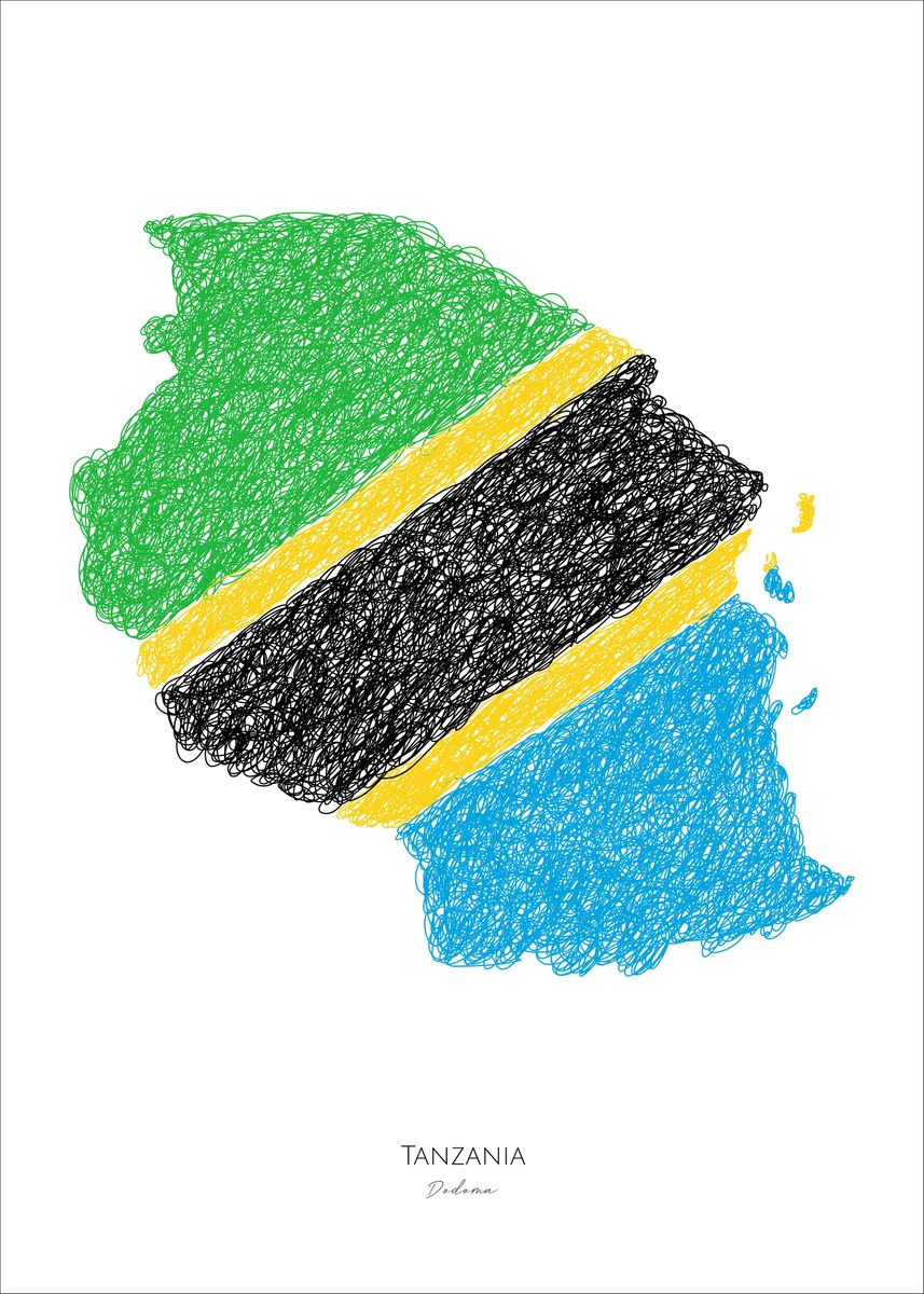 'Tanzania Flag Map WorldCup' Poster by erwin saputra art | Displate