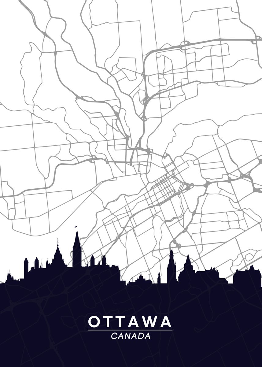 'Ottawa ON Canada' Poster, picture, metal print, paint by Urrutia ...