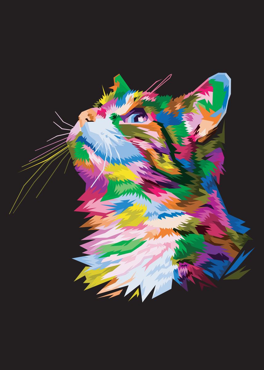 'Colorful funny cat' Poster by Le Duc Hiep | Displate