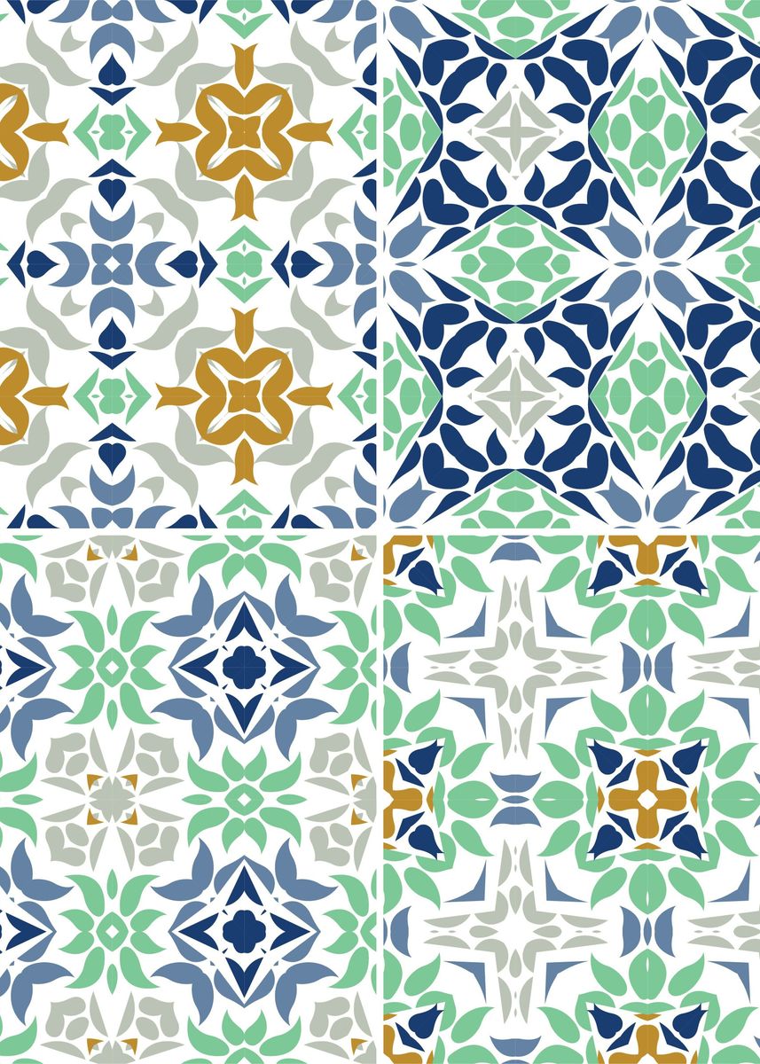 'Mediterranean GreenTile 45' Poster, picture, metal print, paint by ...