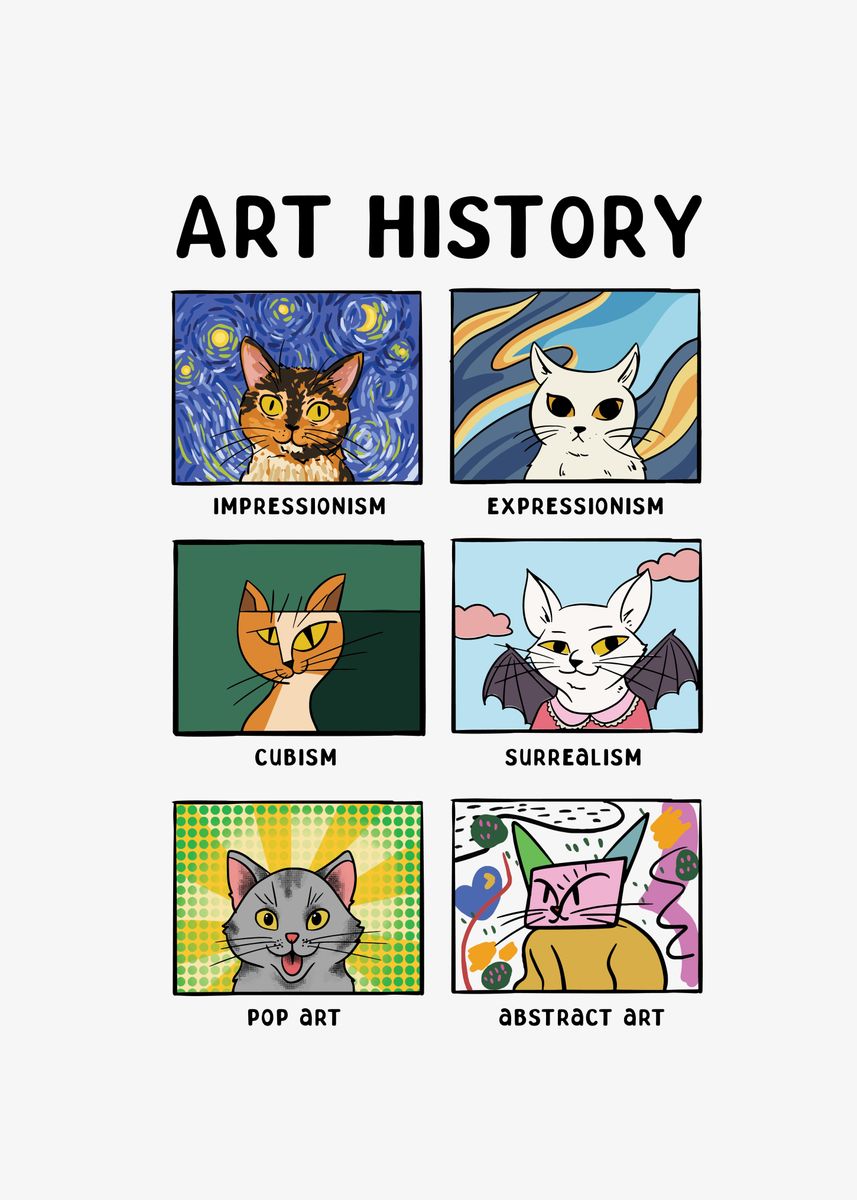 'Art History Cats Fine Arts' Poster, picture, metal print, paint by ...