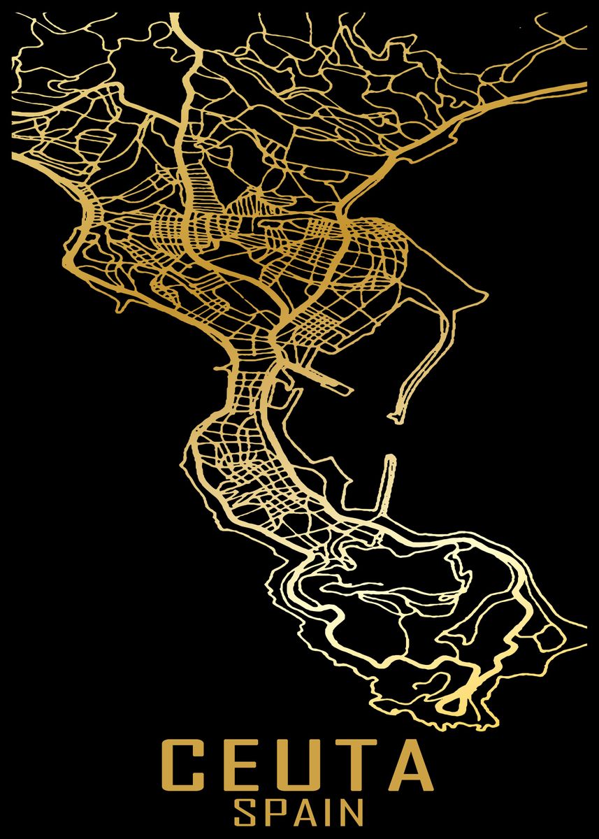 'Ceuta Spain City Map' Poster, picture, metal print, paint by ...