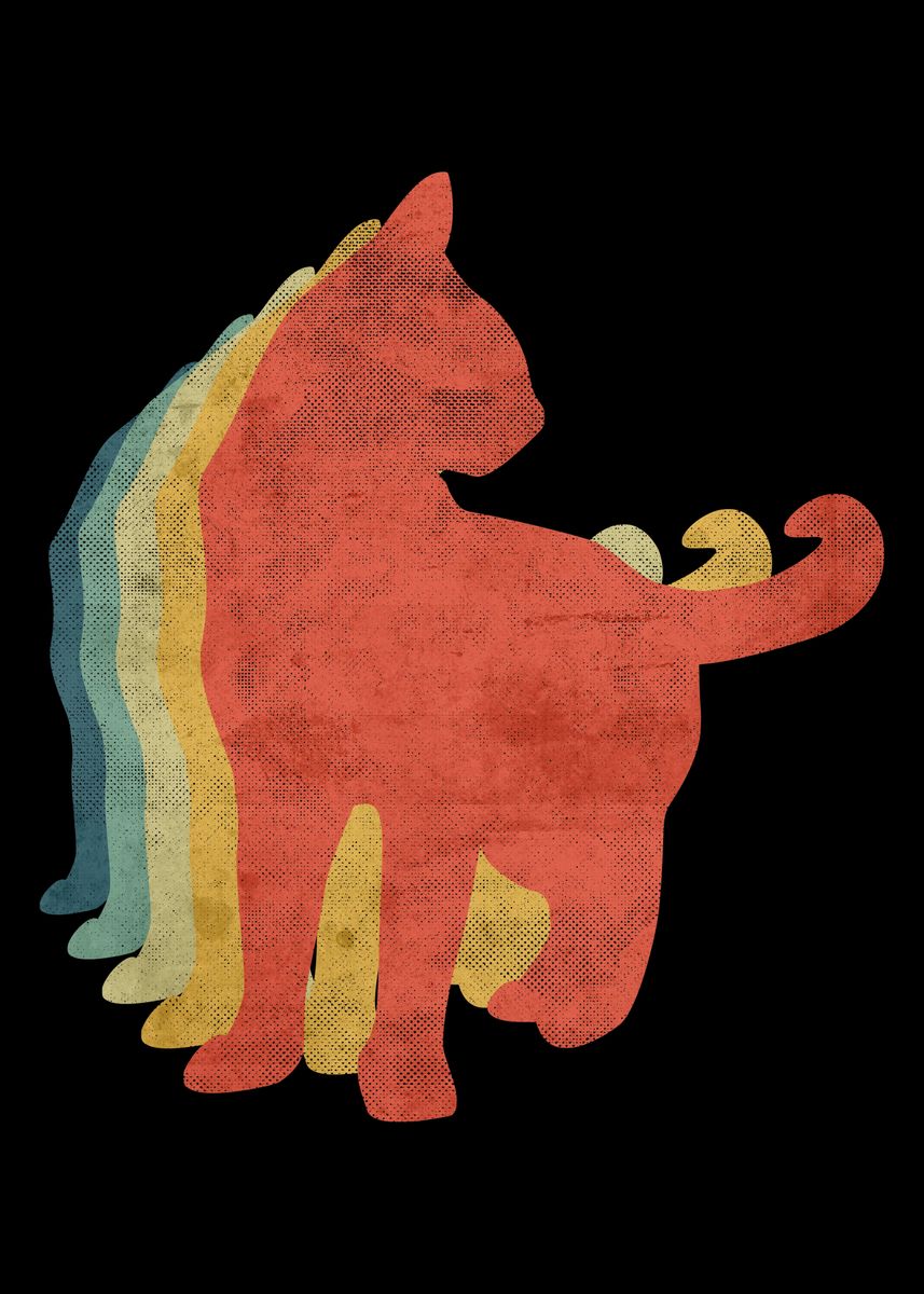 'Cat Retro Vintage Color' Poster, picture, metal print, paint by El ...
