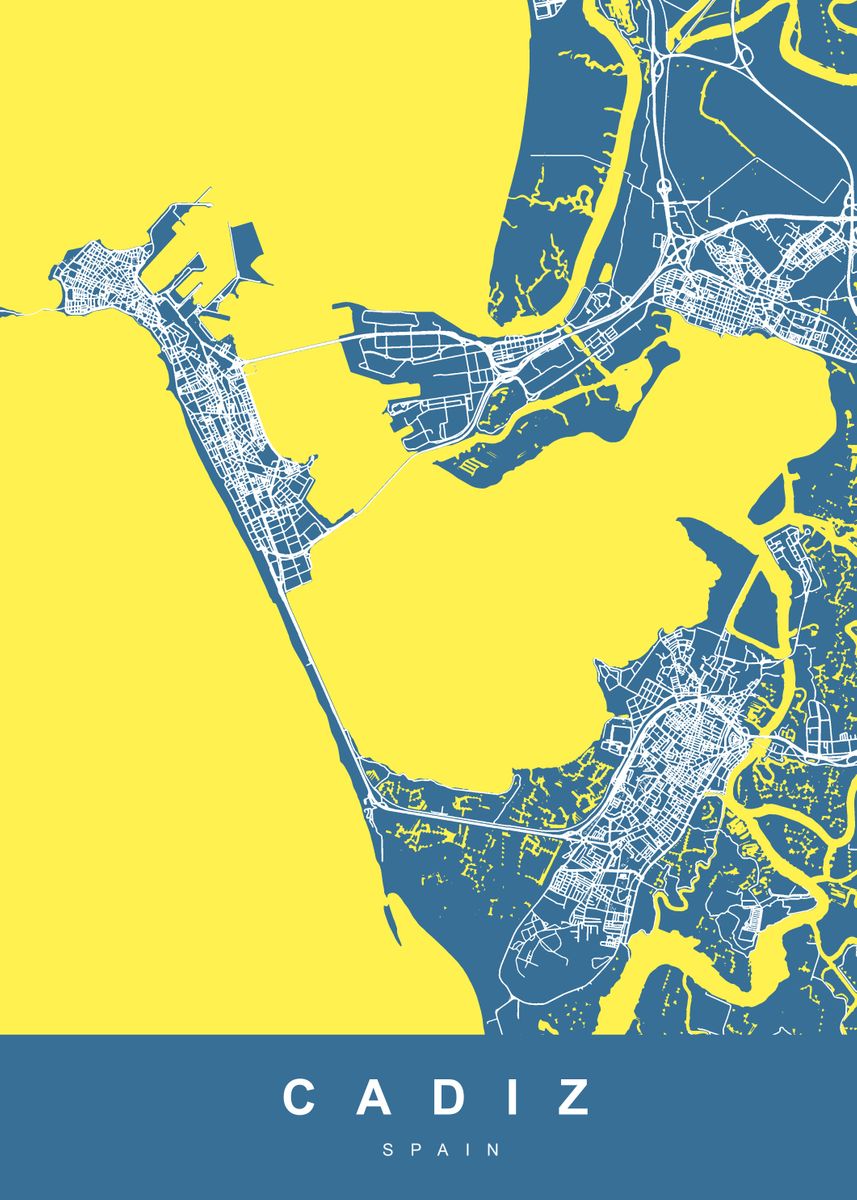 'CADIZ SPAIN ' Poster, picture, metal print, paint by UrbanMaps | Displate