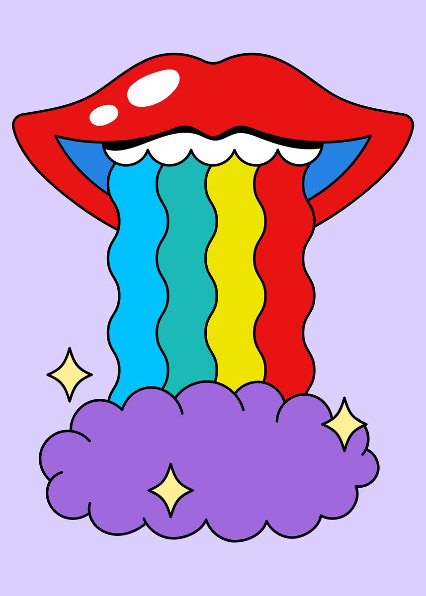 'Rainbow Mouth' Poster, picture, metal print, paint by NIZAM KHAN ...