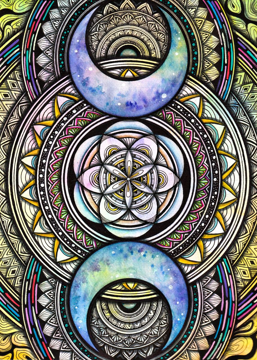 'Buwan Mandala' Poster, picture, metal print, paint by may escol | Displate