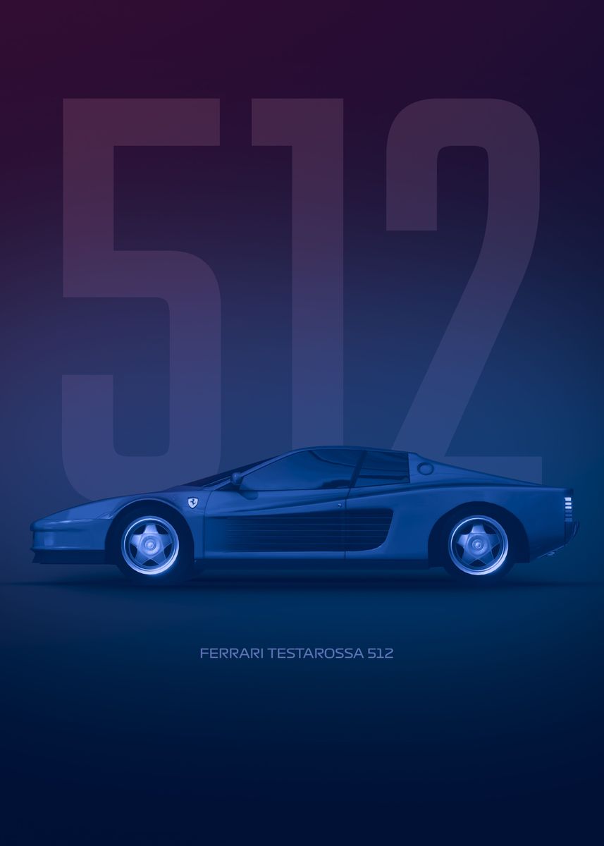 'Ferrari Testarossa 512' Poster, picture, metal print, paint by Basues ...