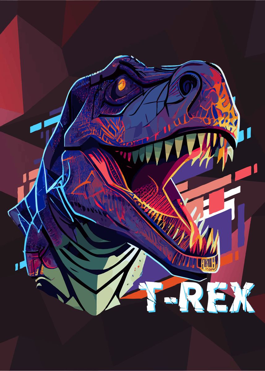 'Futuristic Vaporwave T Rex' Poster, picture, metal print, paint by ...