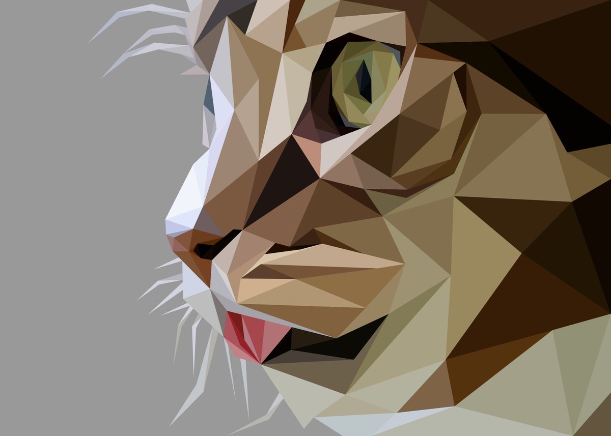 'Brown Cat in Low Poly' Poster by YOGA ART15 | Displate