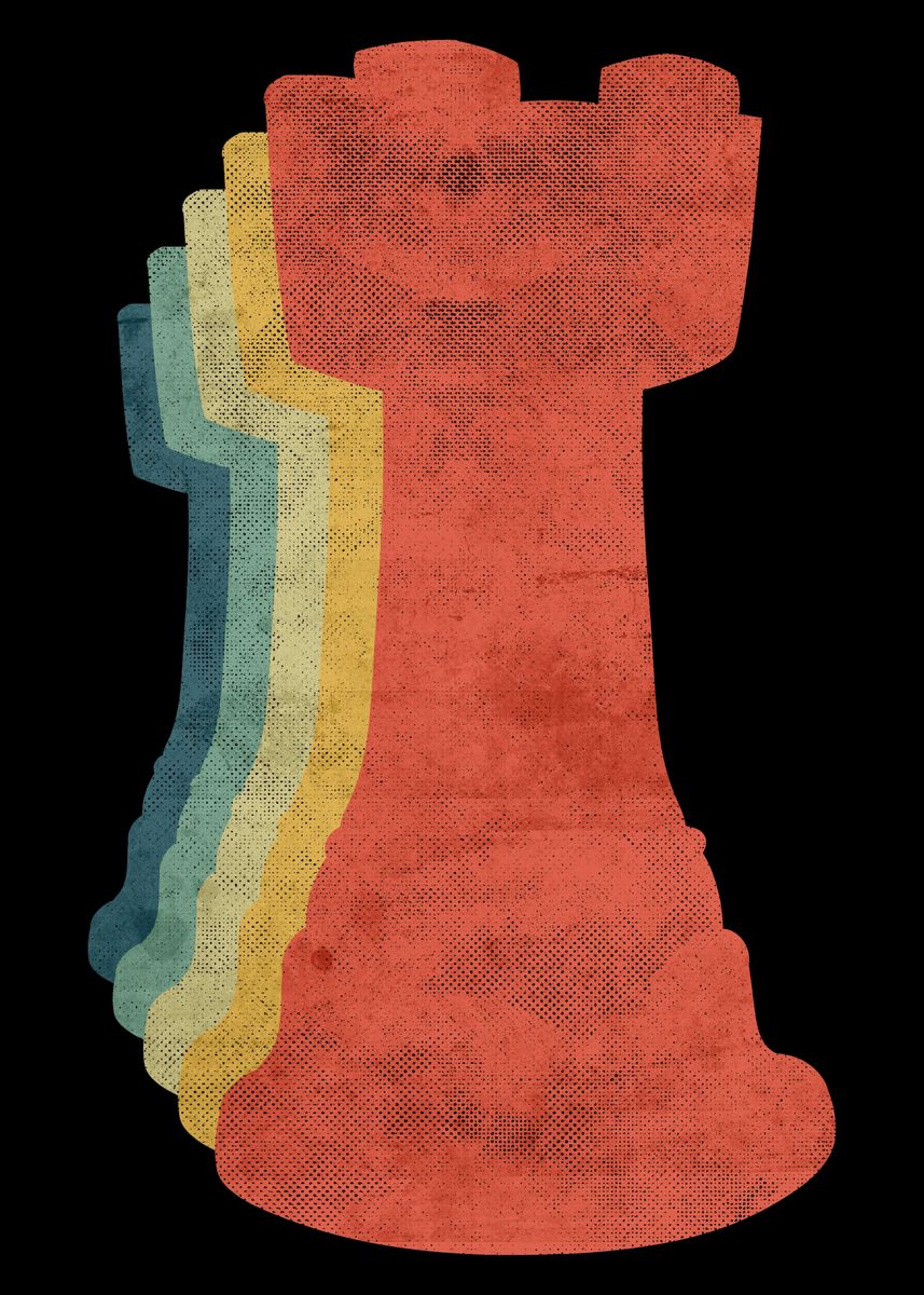 'Chess Piece Rook Retro' Poster, picture, metal print, paint by El ...