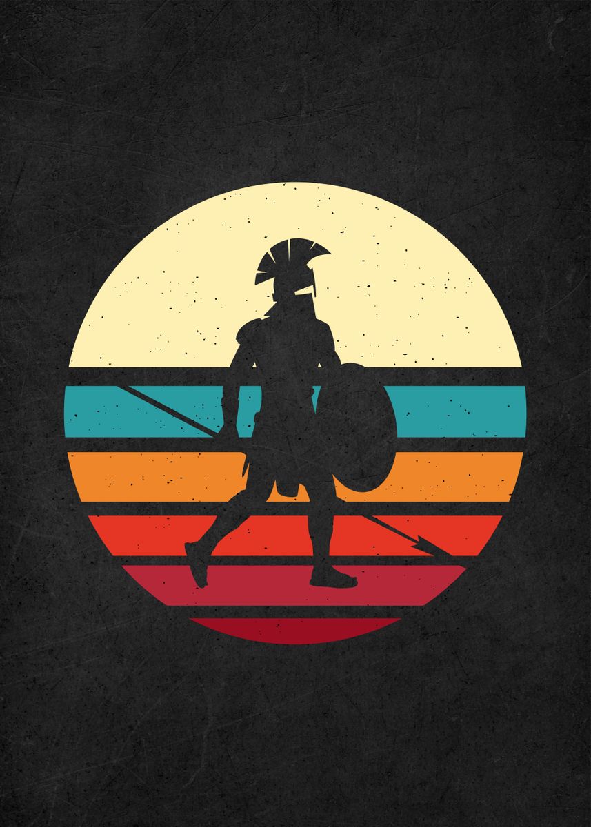 'retro vintage gladiator' Poster, picture, metal print, paint by ...