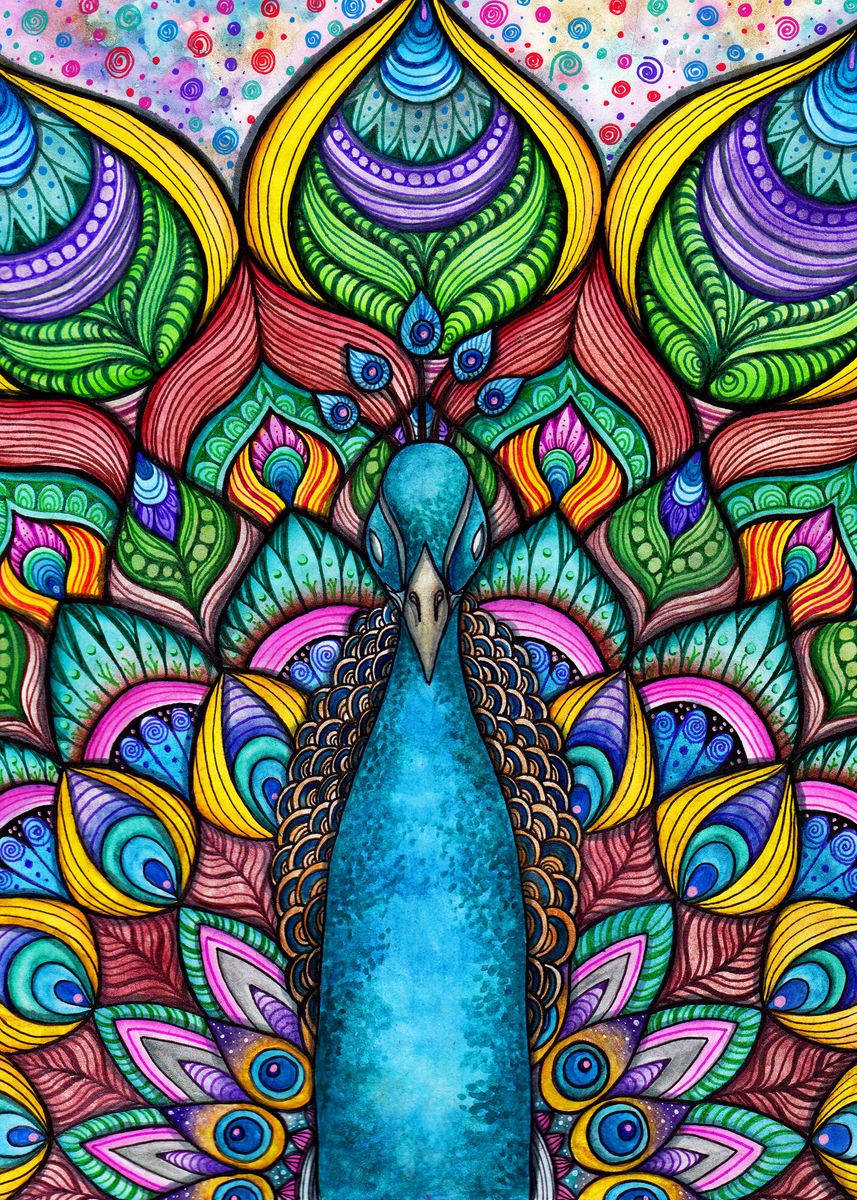 'Peacock Mandala' Poster, picture, metal print, paint by may escol ...