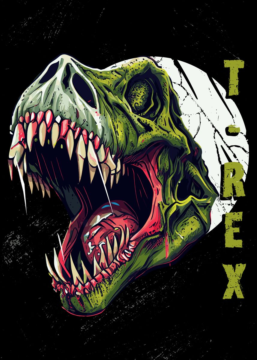 'Undead Zombie T Rex' Poster, picture, metal print, paint by BestPrints ...