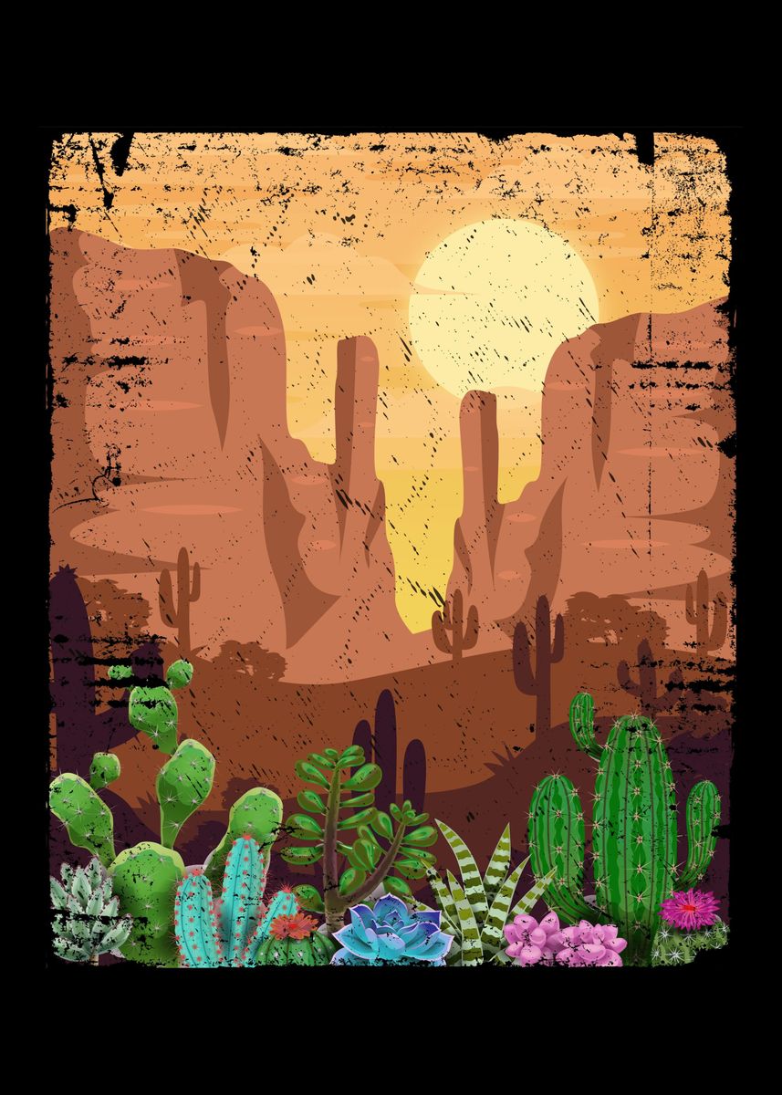 'Desert Retro Western' Poster by professionaldesigns | Displate