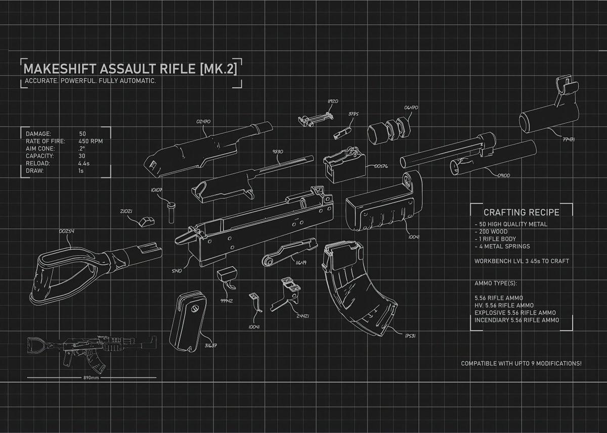 'Makeshift Assault Rifle' Poster by RustGame | Displate