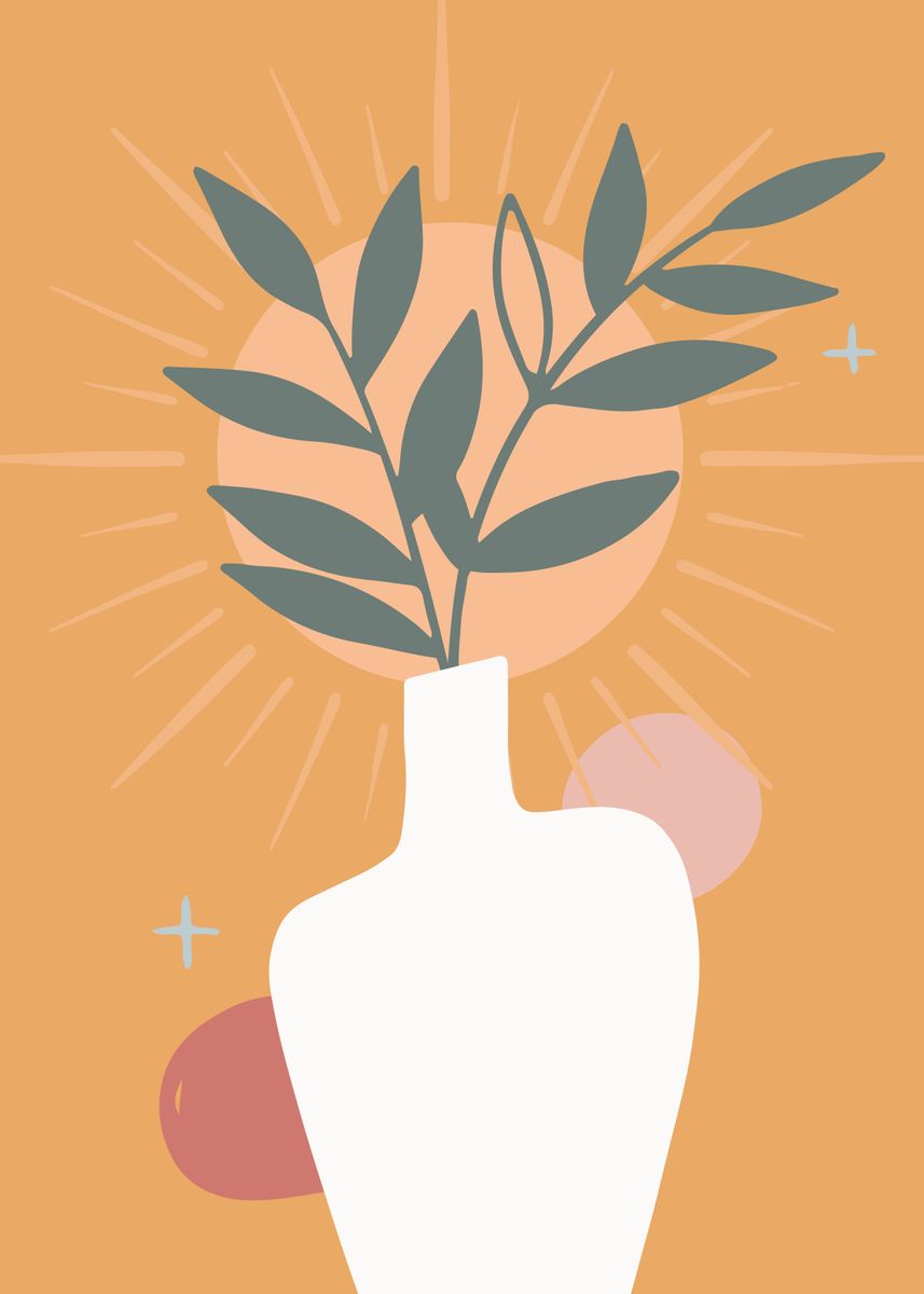 'Floral vase shapes leaf' Poster, picture, metal print, paint by Human ...