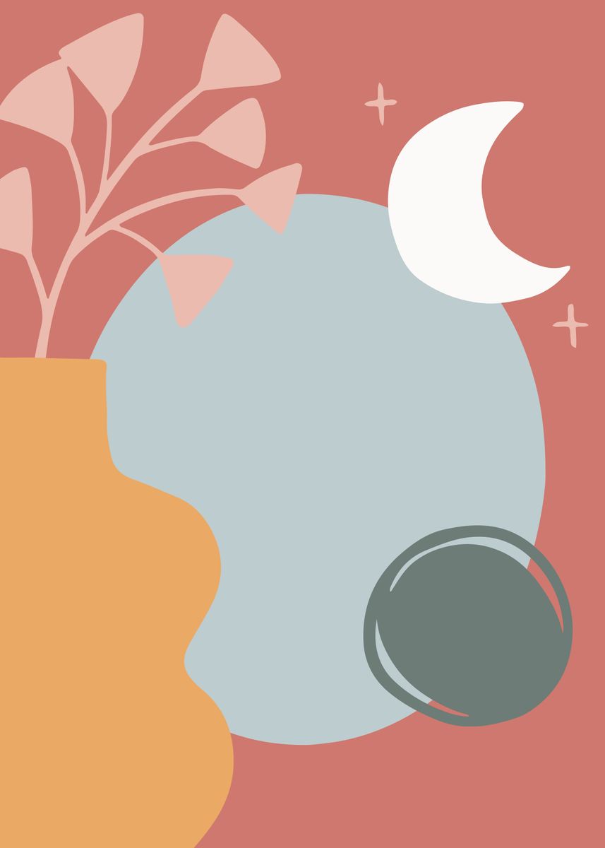 'Abstract shapes leaf pot' Poster, picture, metal print, paint by Human ...