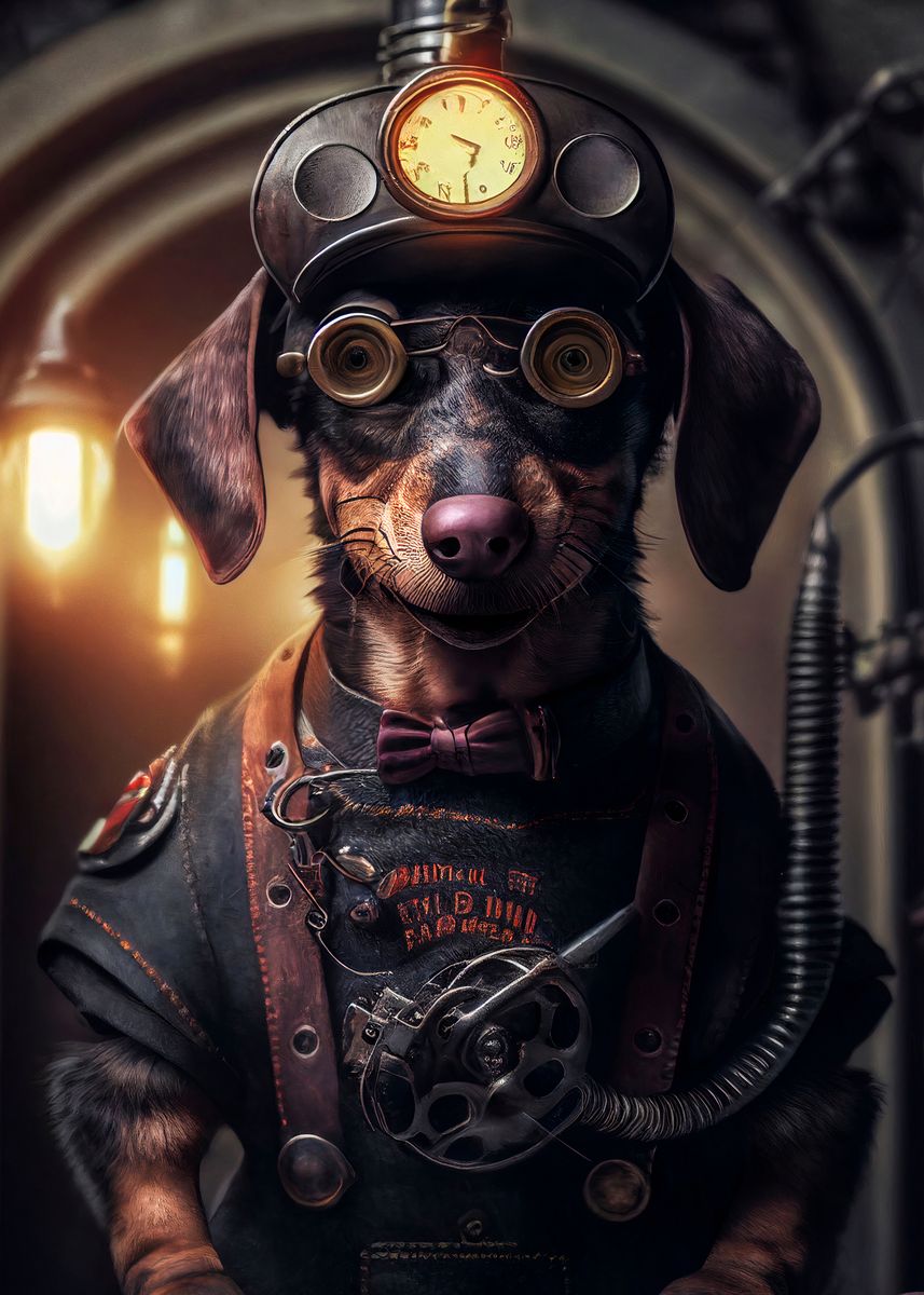'Dachshund Miner' Poster, picture, metal print, paint by Displate Master | Displate