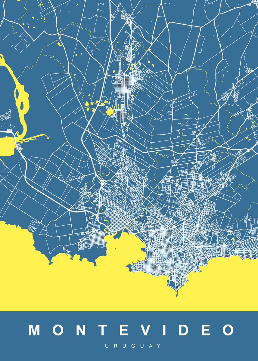 'MONTEVIDEO Map URUGUAY' Poster, picture, metal print, paint by ...