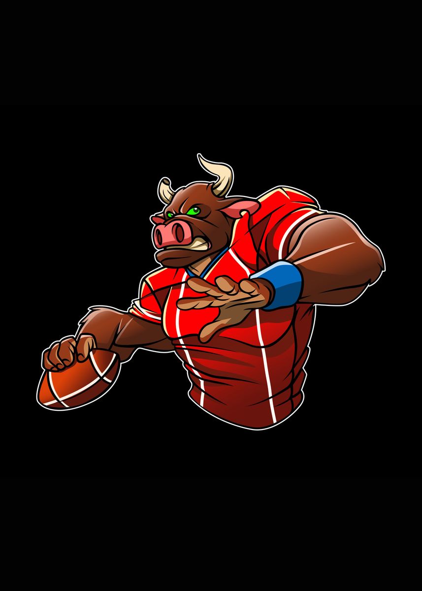 'Football rugby bull' Poster, picture, metal print, paint by Cao Thi ...