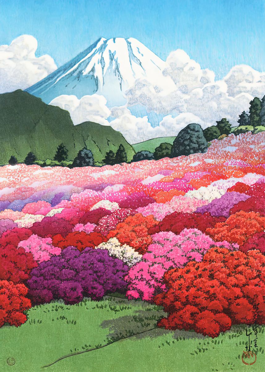 'Field of Flowers at Hakone' Poster, picture, metal print, paint by ...