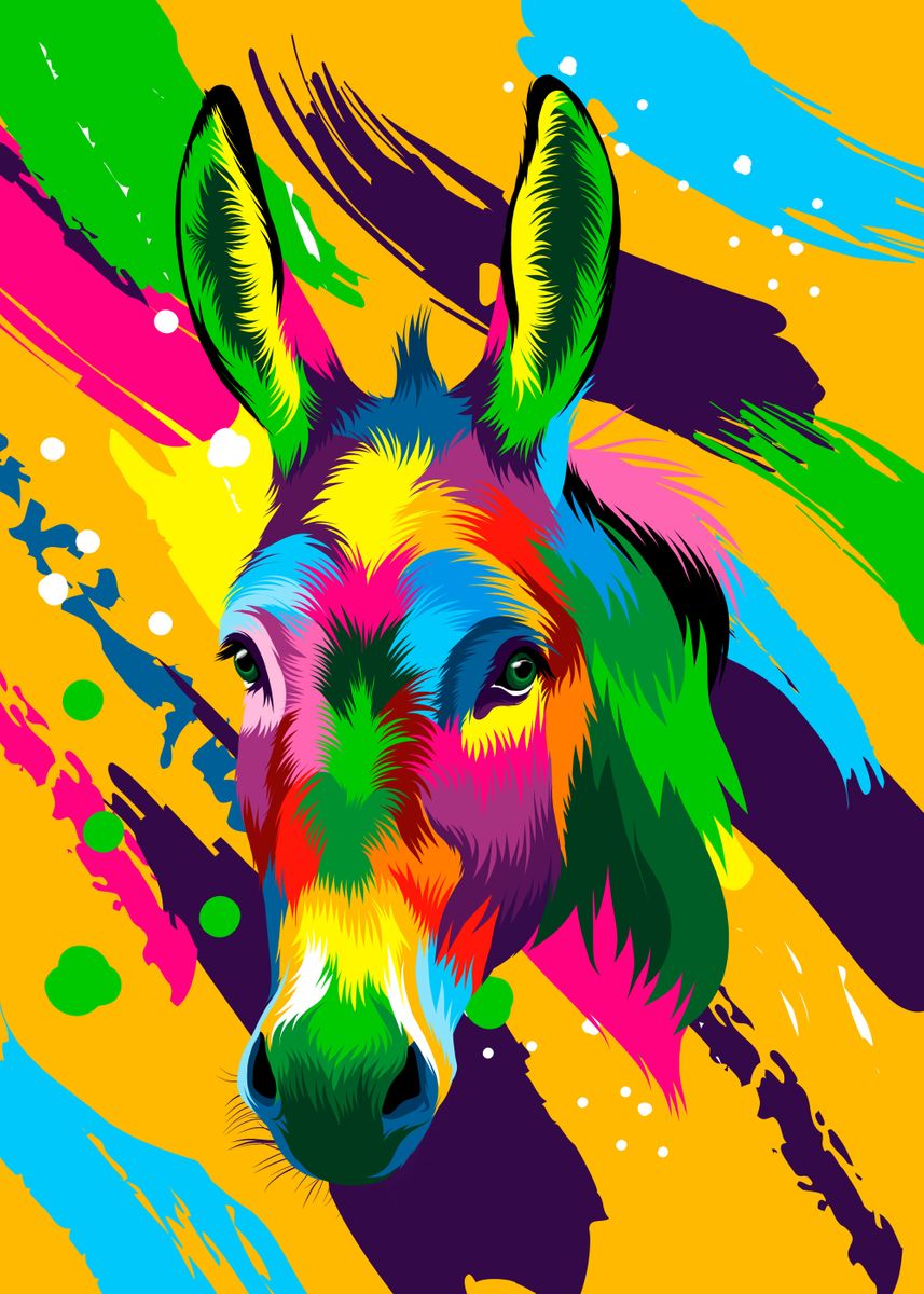 'Colorful Donkey' Poster, picture, metal print, paint by Hasnaa Art ...