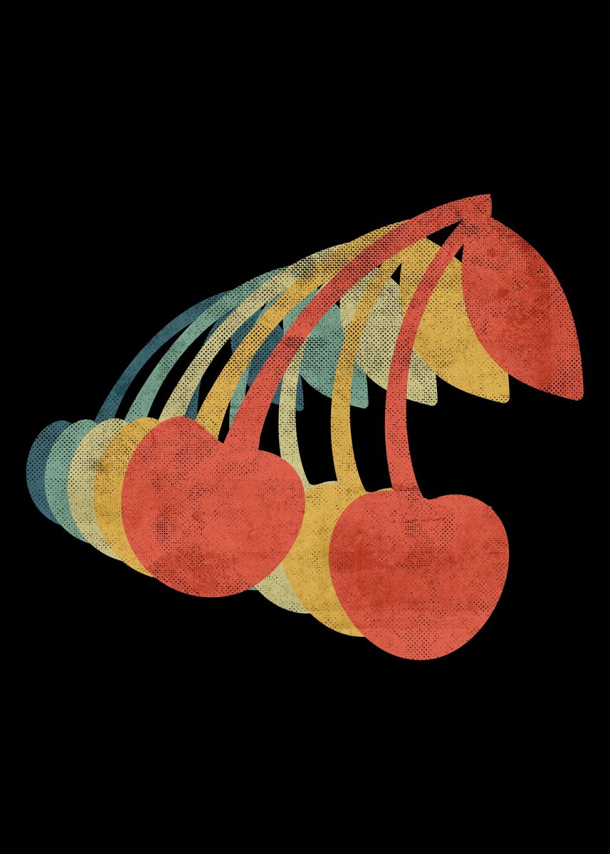 'Cherry Retro Vintage Color' Poster, picture, metal print, paint by El ...